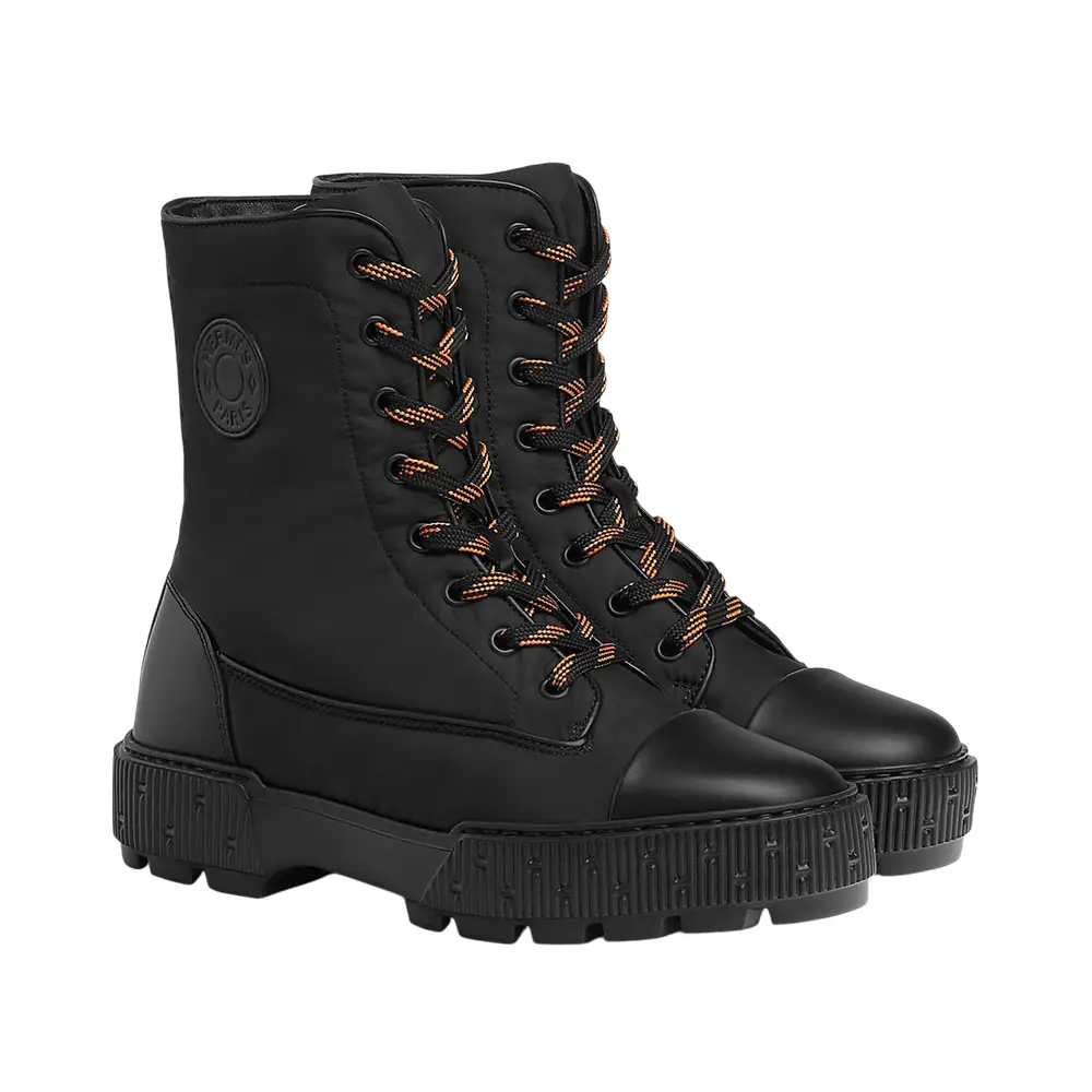 Hermès Fresh Parachute Fabric and Calfskin Ankle Boots Hermès Fresh Parachute Fabric and Calfskin Ankle Boots