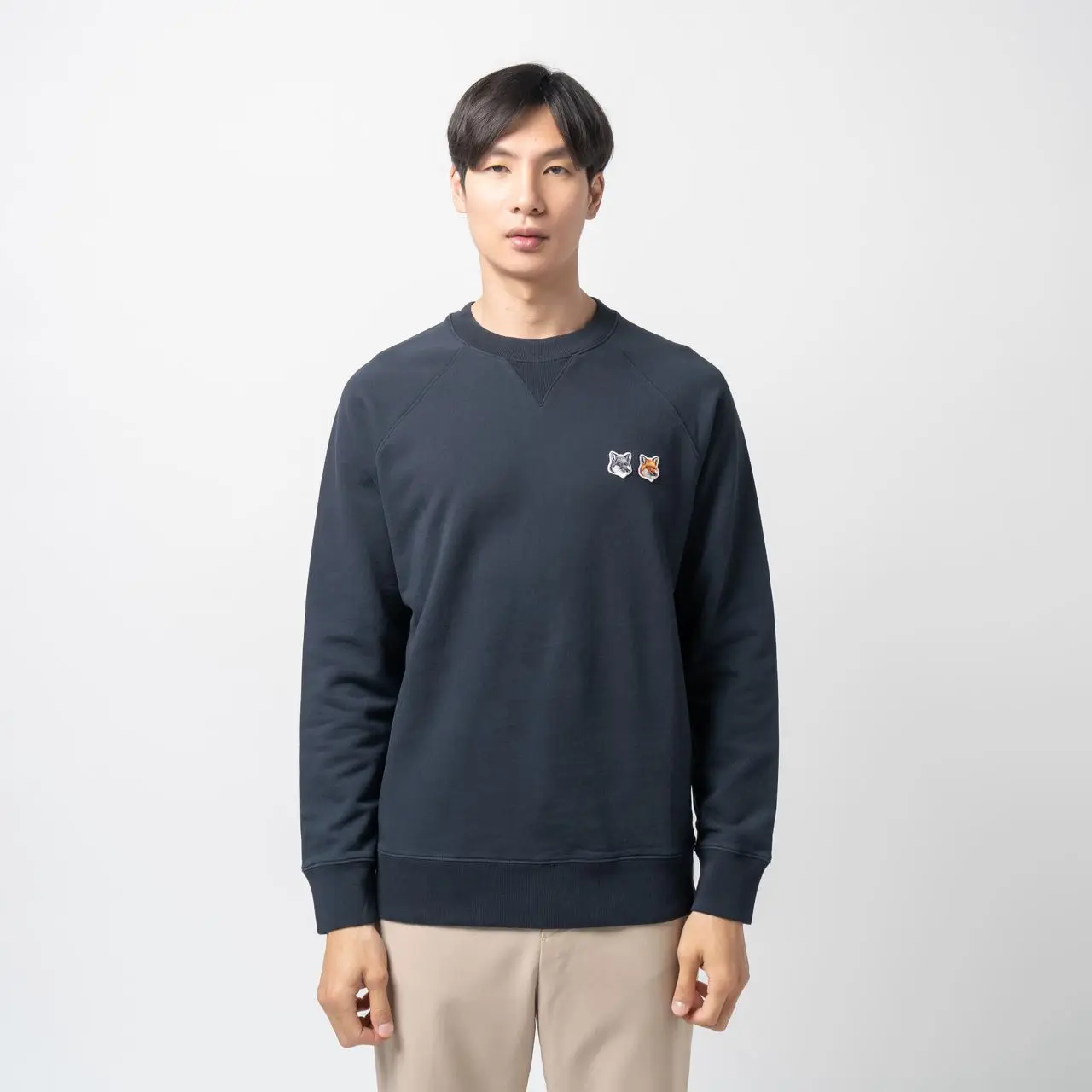 Maison Kitsune Double Fox Head Patch Sweatshirt Blue – voilà.id Maison Kitsune Double Fox Head Patch Sweatshirt Blue – voilà.id