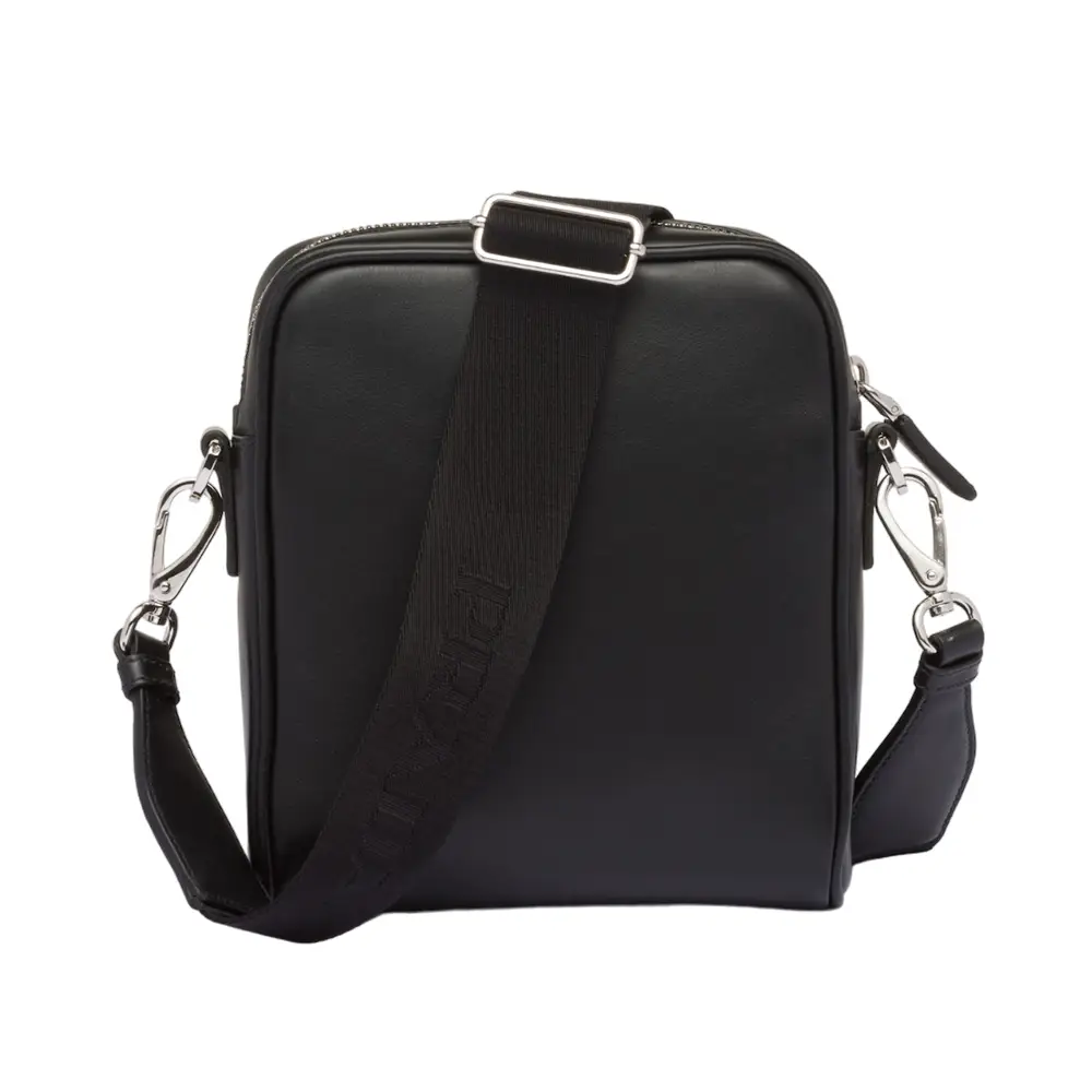 Prada Triangle Metal Logo Leather Shoulder Bag With Pouch Prada Triangle Metal Logo Leather Shoulder Bag With Pouch