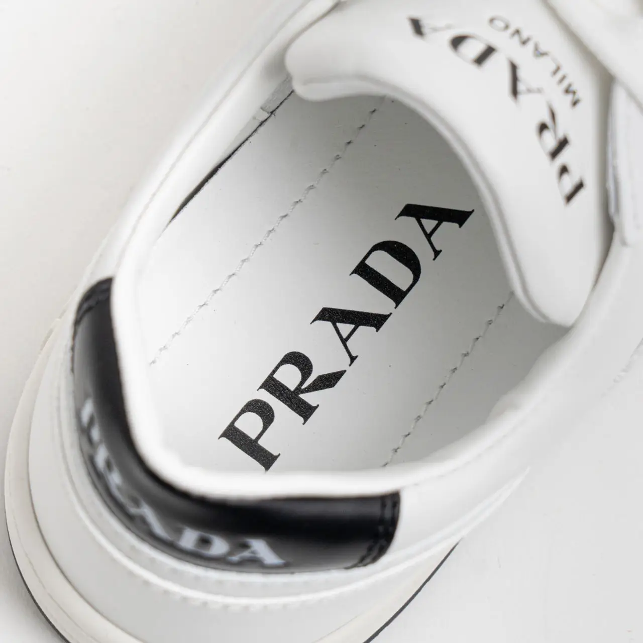 Prada Downtown Perforated Leather Sneakers White Women Prada Downtown Perforated Leather Sneakers White Women
